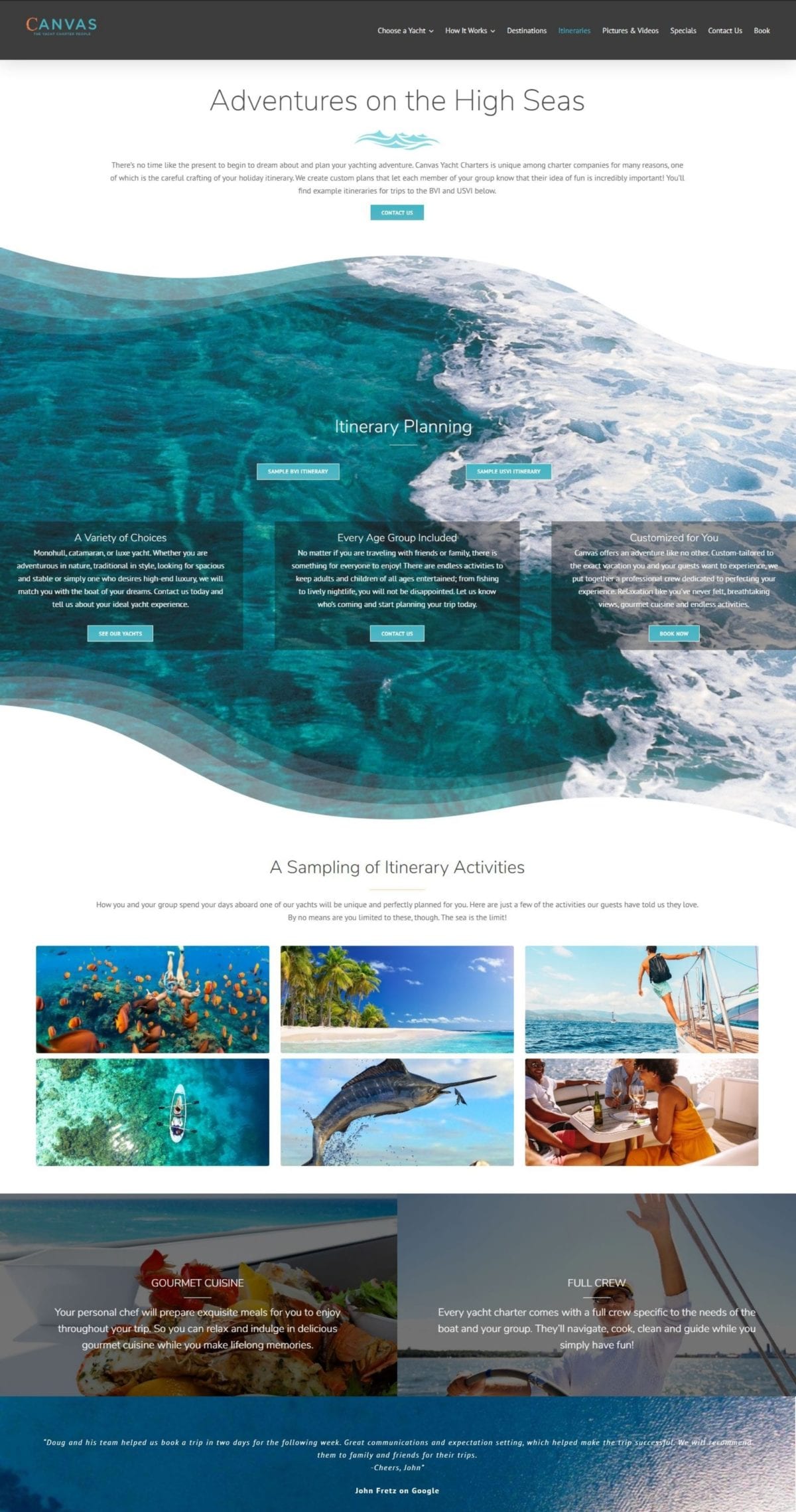 Case Study: Canvas Yacht Charters Website